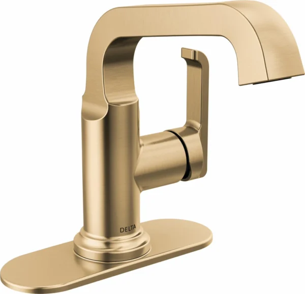 Delta Tetra Single Hole 1-Handle High Arc Bathroom Faucet With Metal ...