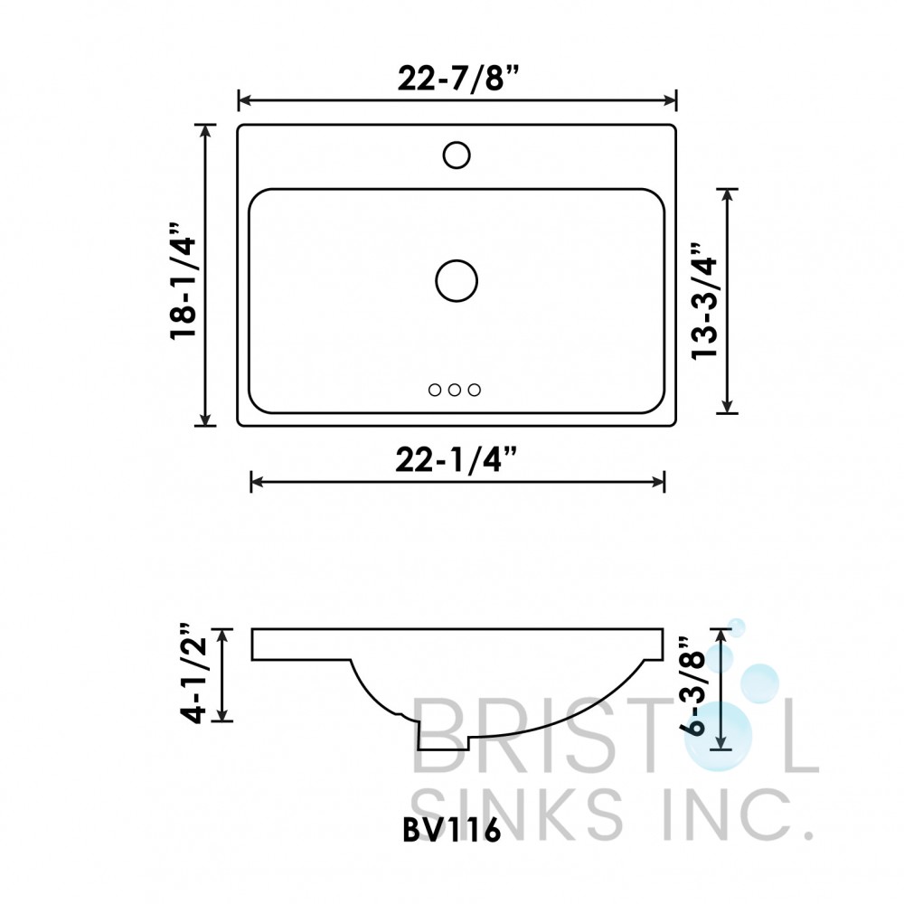 Bristol Rectangular Vessel Vanity Sink - Dynasty Bathrooms